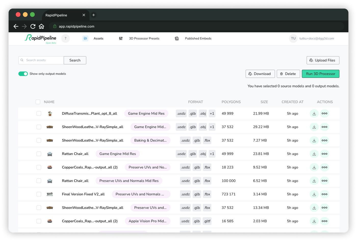 Web Platform Updates | RapidPipeline Docs